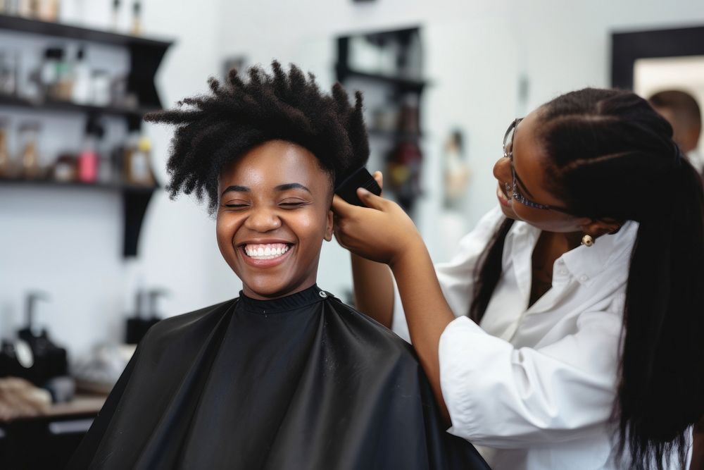 Haircut hairdresser smiling adult. | Free Photo - rawpixel