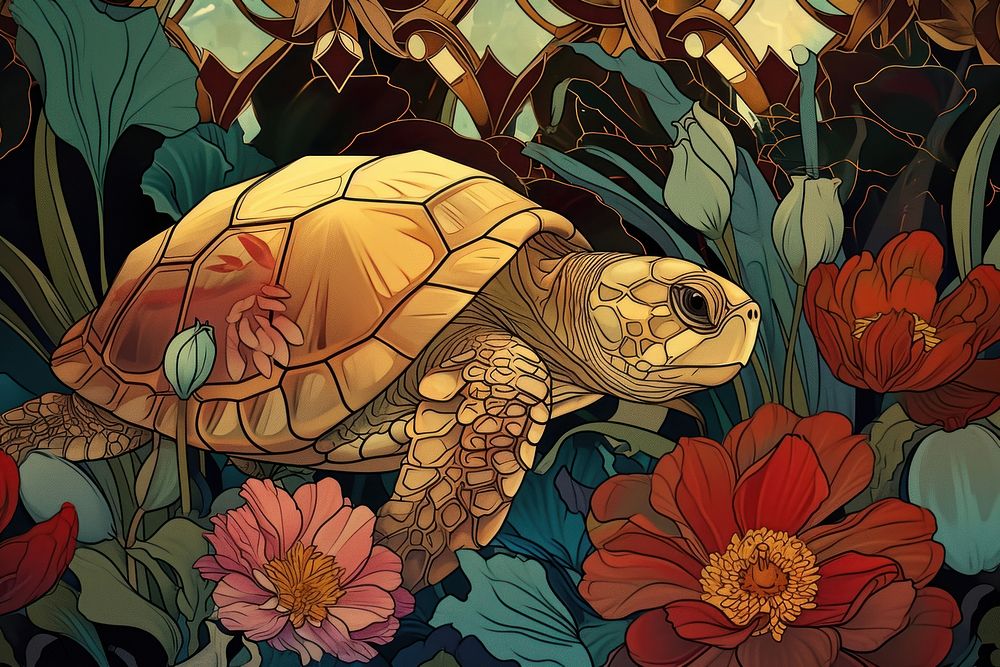 Turtle and flowers turtle art | Premium Photo Illustration - rawpixel