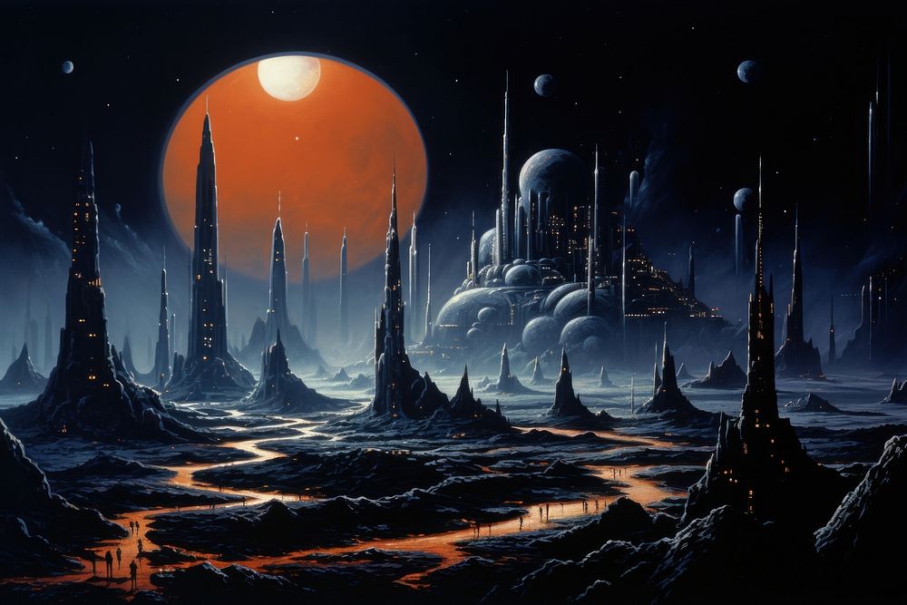 Mar planet landscape astronomy night. | Free Photo Illustration - rawpixel