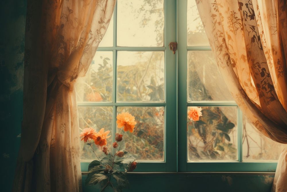 Window curtains windowsill architecture transparent. | Premium Photo ...