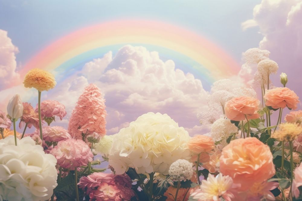 Flowers rainbow backgrounds landscape. | Free Photo - rawpixel