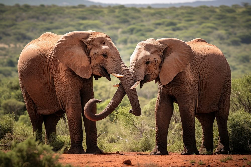 Elephants touching elephant wildlife outdoors. | Premium Photo - rawpixel
