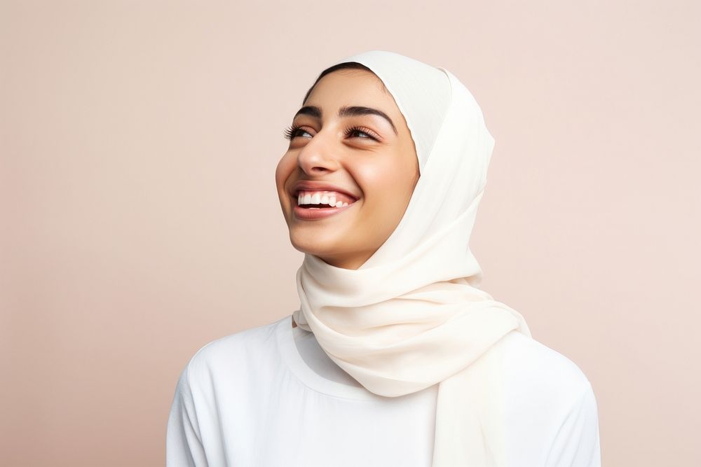 Happy arab woman laughing scarf | Free Photo - rawpixel