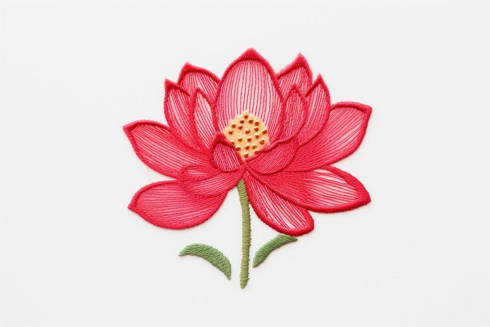 Cute minimal Lotus embroidery style | Free Photo - rawpixel