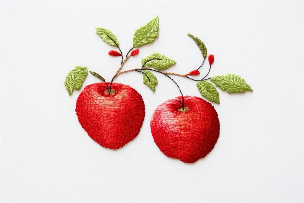 Cute Apples embroidery style apple | Premium Photo - rawpixel