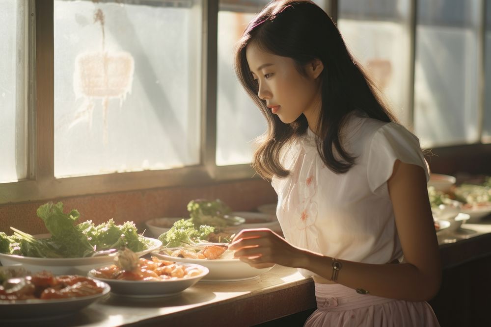 Chinese woman eating food restaurant | Free Photo - rawpixel