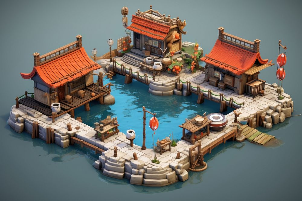 Asian fish market architecture building | Free Photo Illustration ...