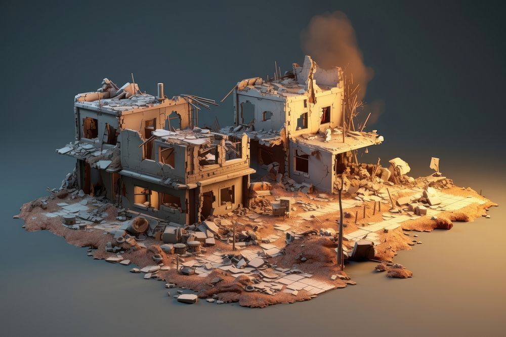 Apocalypse ruin architecture building destruction. | Premium Photo ...