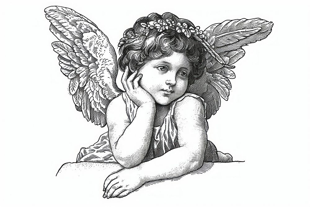 Cherub drawing sketch angel. | Premium Photo Illustration - rawpixel