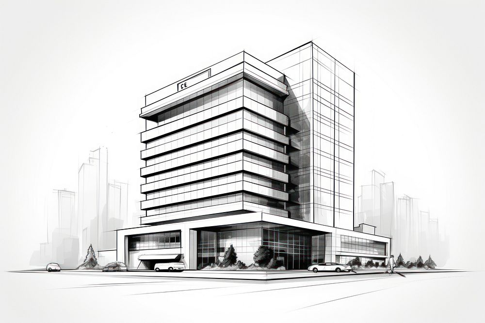 Corporate building drawing architecture vehicle. | Free Photo ...