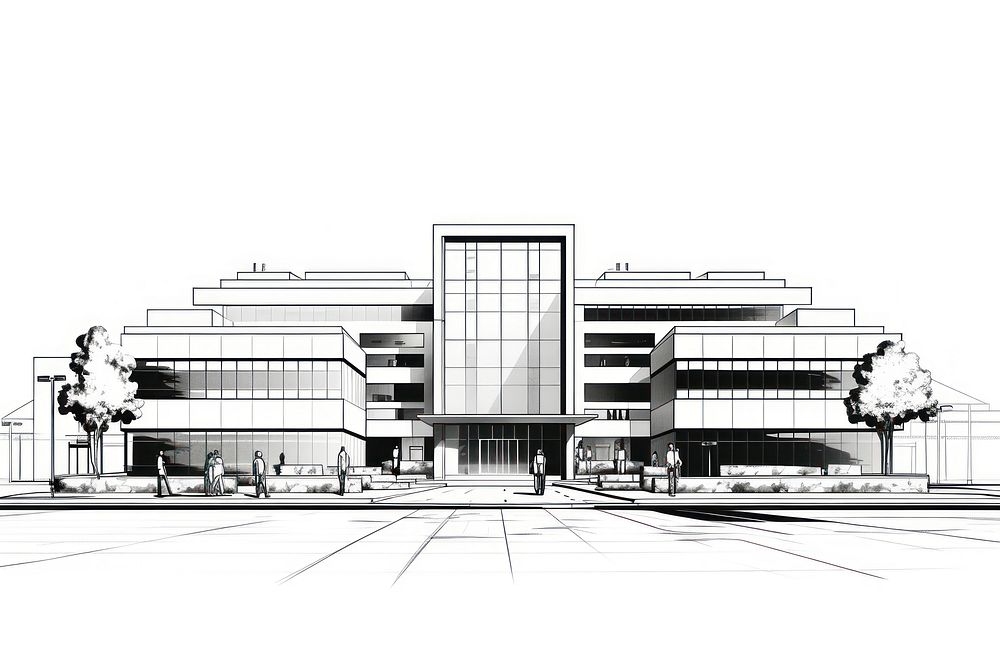 Corporate building drawing architecture sketch. | Free Photo ...