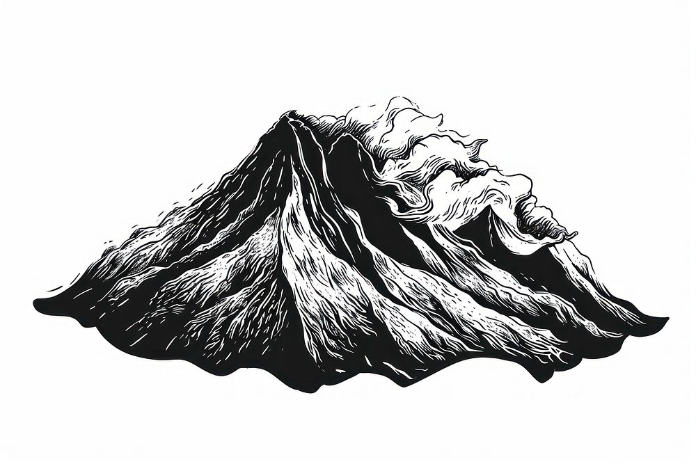 Dormant volcano drawing mountain nature. | Free Photo Illustration ...