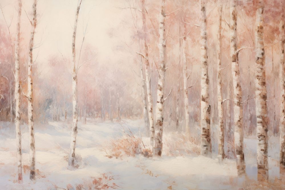 Snow forest painting land backgrounds. | Free Photo Illustration - rawpixel