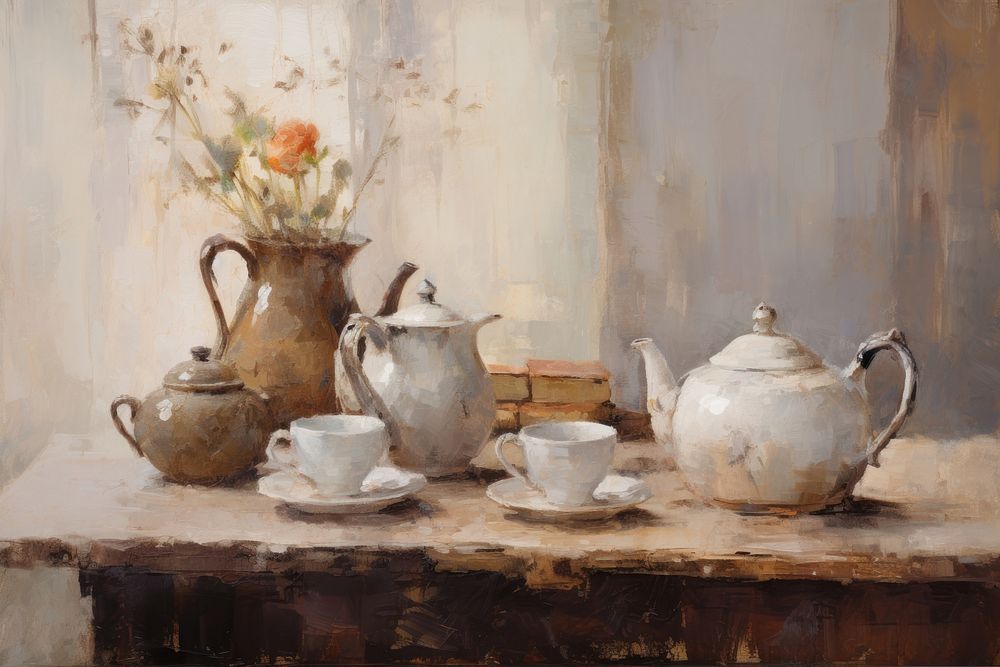 Tea set table cafe shop | Premium Photo Illustration - rawpixel