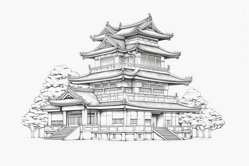 Japanese building drawing architecture sketch. | Free Photo ...
