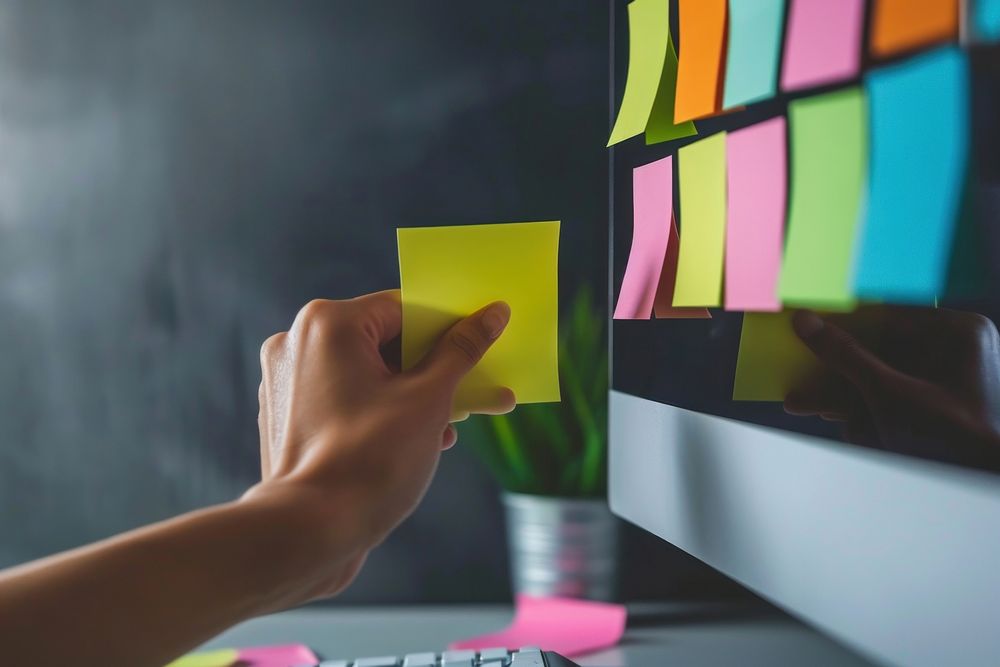 Sticky notes computer hand creativity. | Free Photo - rawpixel