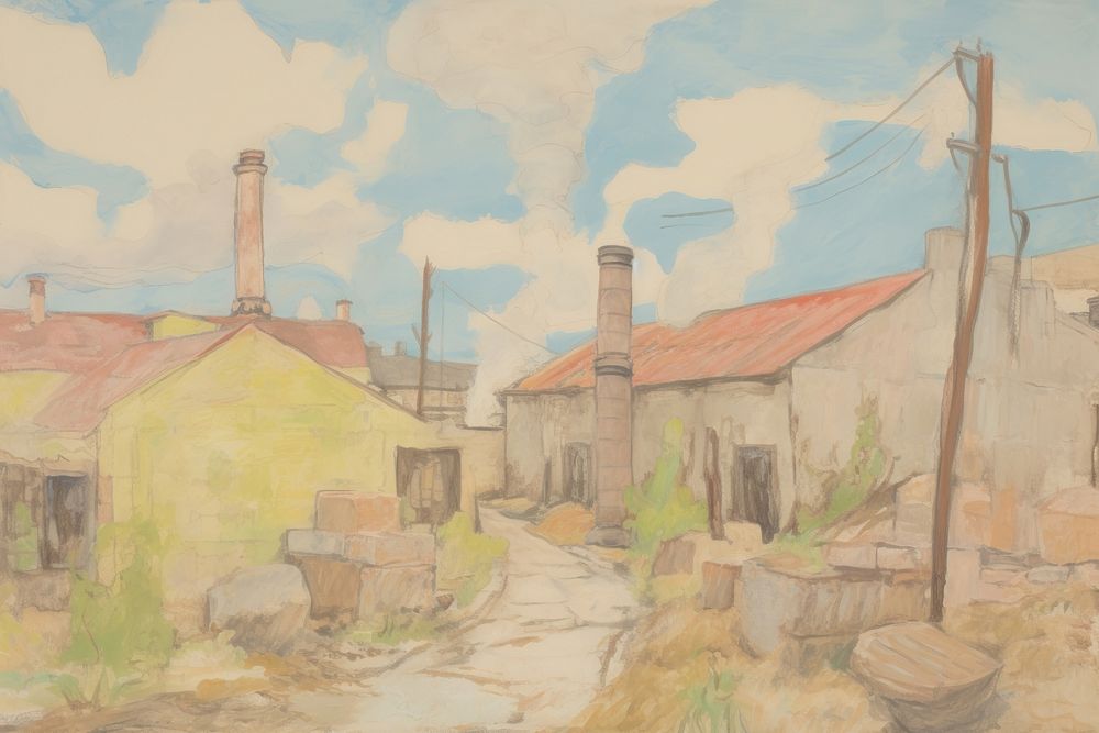 An industry factory painting art | Free Photo Illustration - rawpixel