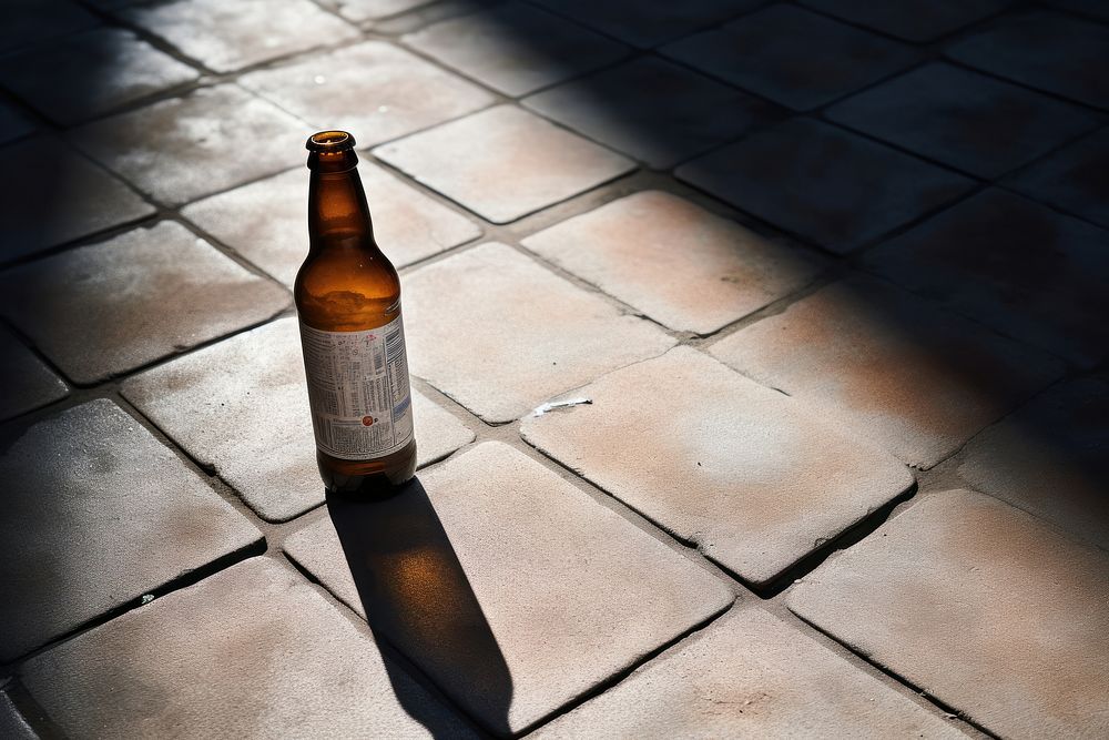 Beer bottle shadow drink cobblestone | Free Photo - rawpixel