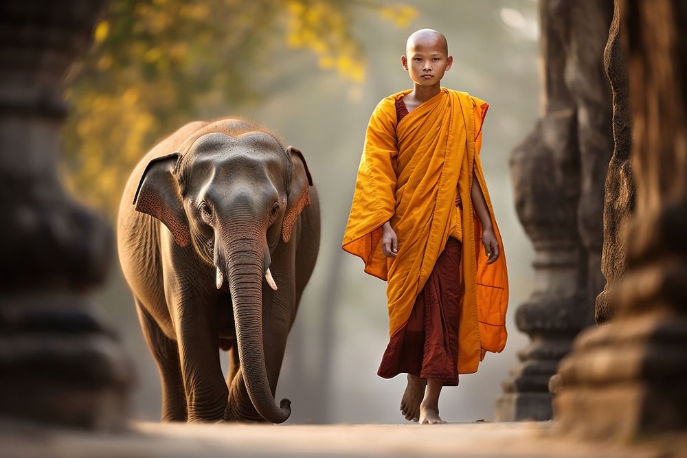 Elephant monk wildlife mammal. | Free Photo - rawpixel