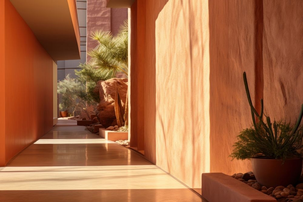 Architecture building corridor sunlight. AI | Premium Photo - rawpixel