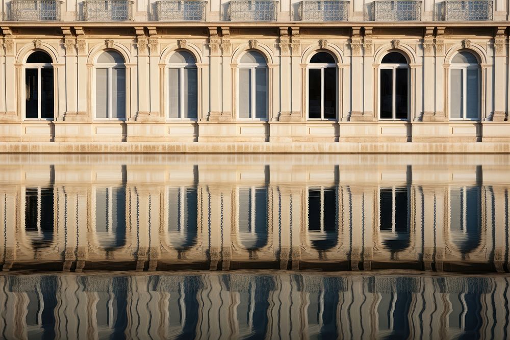 Architecture reflection building outdoors. AI | Premium Photo - rawpixel