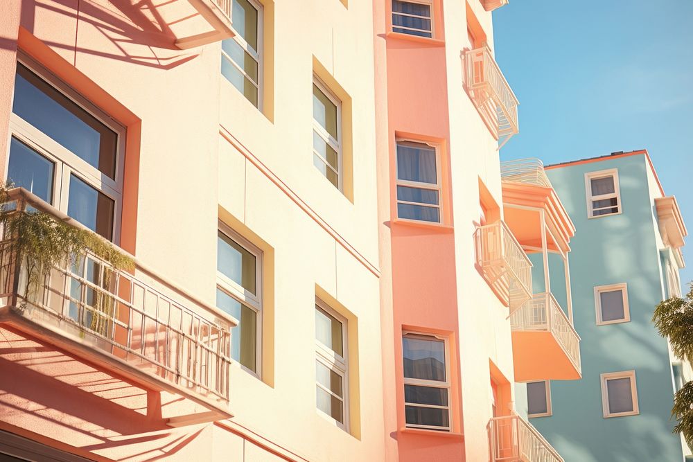 Pastel building facade architecture sunlight | Premium Photo - rawpixel