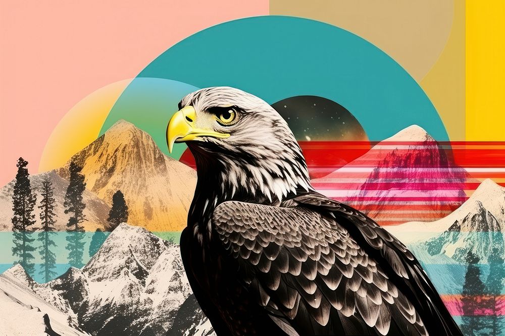 Collage Retro dreamy eagle animal | Premium Photo Illustration - rawpixel
