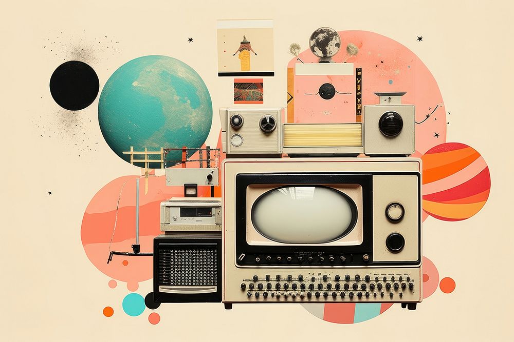 Collage Retro dreamy technology astronomy | Free Photo Illustration ...