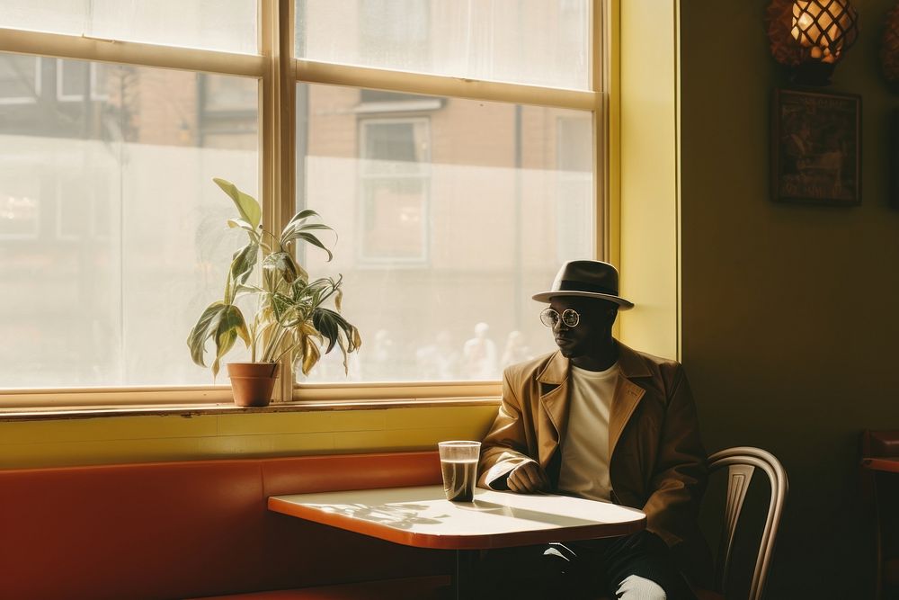 Black man sitting restaurant furniture. | Free Photo - rawpixel