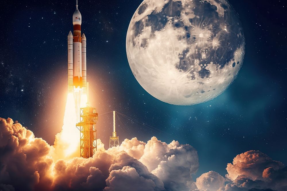 Full moon rocket space astronomy. | Free Photo - rawpixel