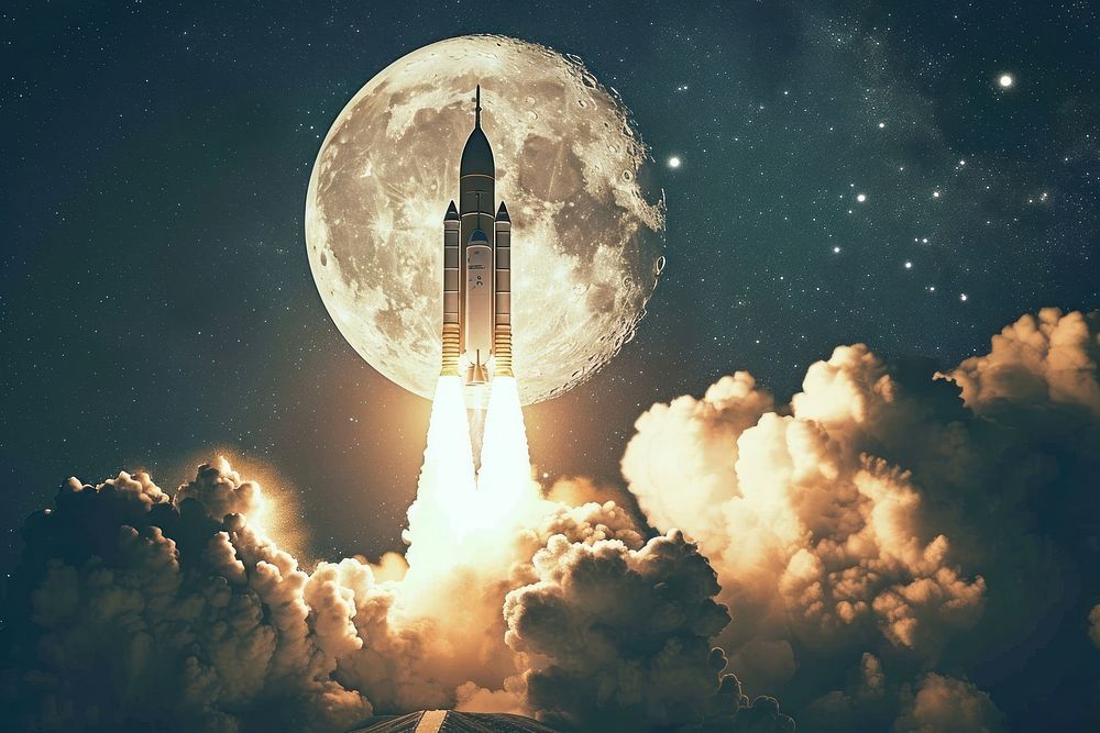 Full moon rocket astronomy outdoors. | Premium Photo - rawpixel
