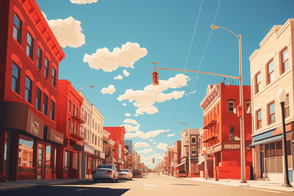 Sunny day town architecture cityscape | Free Photo Illustration - rawpixel