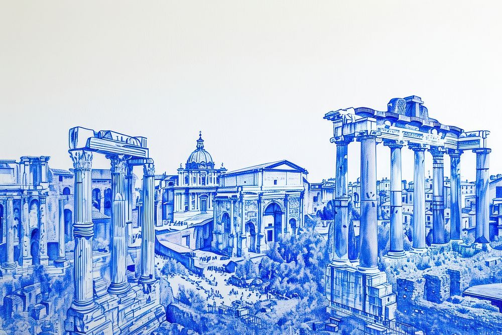 Vintage drawing rome sketch city | Free Photo Illustration - rawpixel