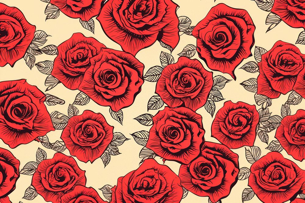 Red roses pattern backgrounds flower. | Premium Photo Illustration ...