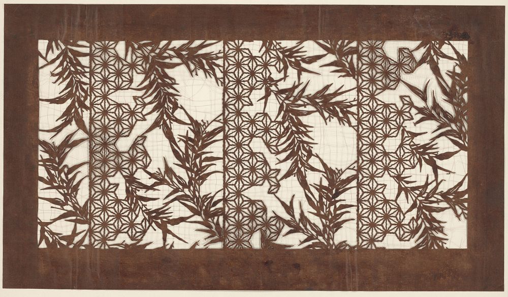 Sjabloon met bladtakken en raster | Free Photo Illustration - rawpixel