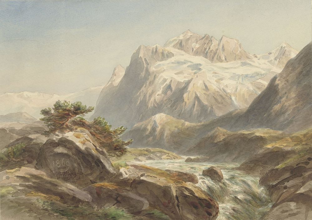 Berglandschap (1869) Willem Jan van | Free Photo Illustration - rawpixel