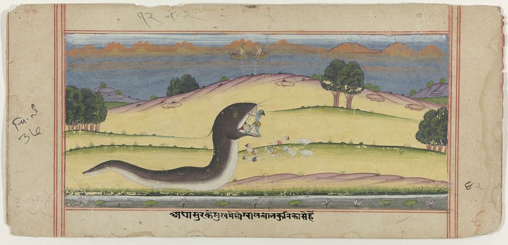 Krishna doodt slang-demon Aghasura (1700 | Free Photo Illustration ...