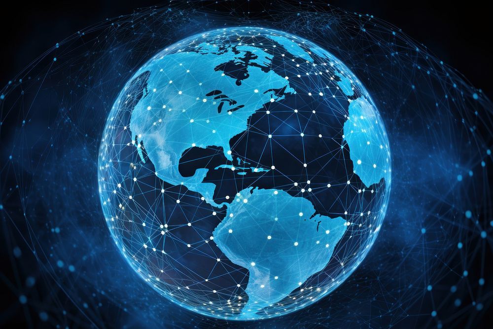 blue global network globe shaped | Free Photo Illustration - rawpixel