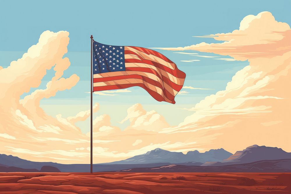 American flag landscape outdoors independence. | Premium Photo ...