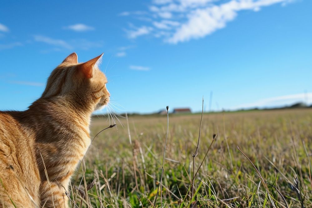 Cat field sky grassland. | Premium Photo - rawpixel