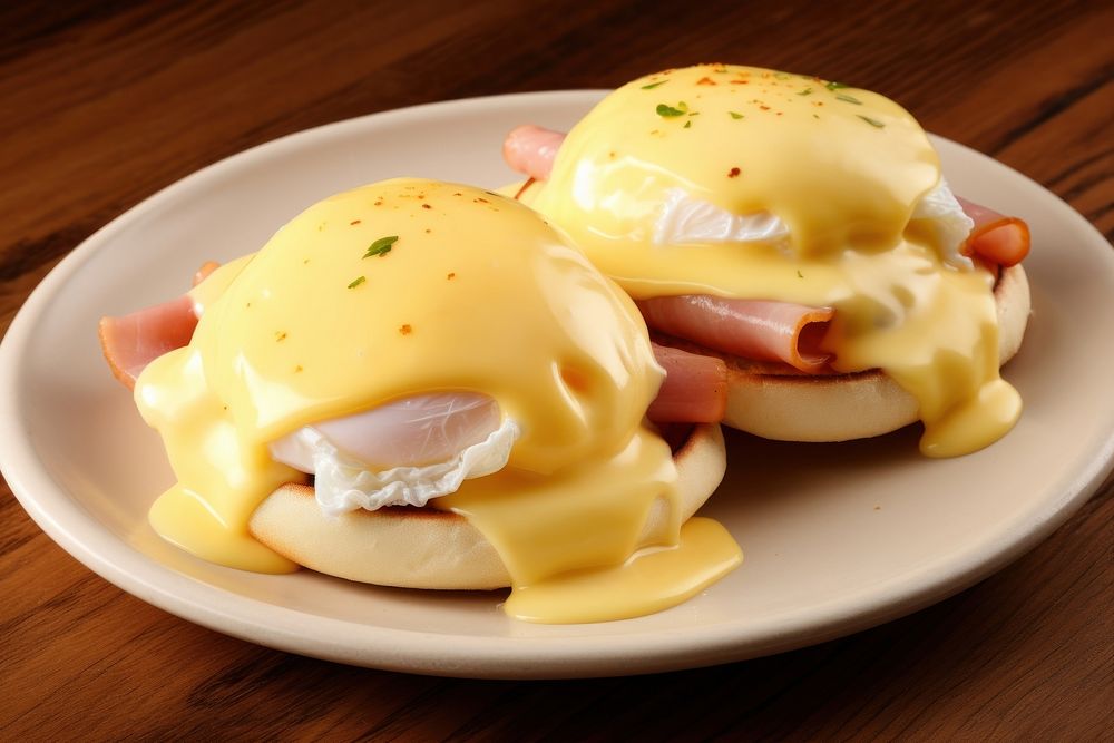 2 eggs benedict plate brunch | Premium Photo - rawpixel