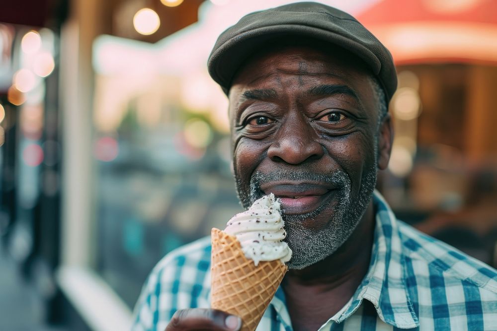 Man eating ice cream cone | Free Photo - rawpixel