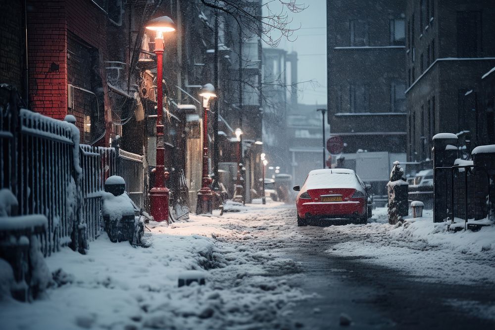 Snow winter london street blizzard | Free Photo - rawpixel