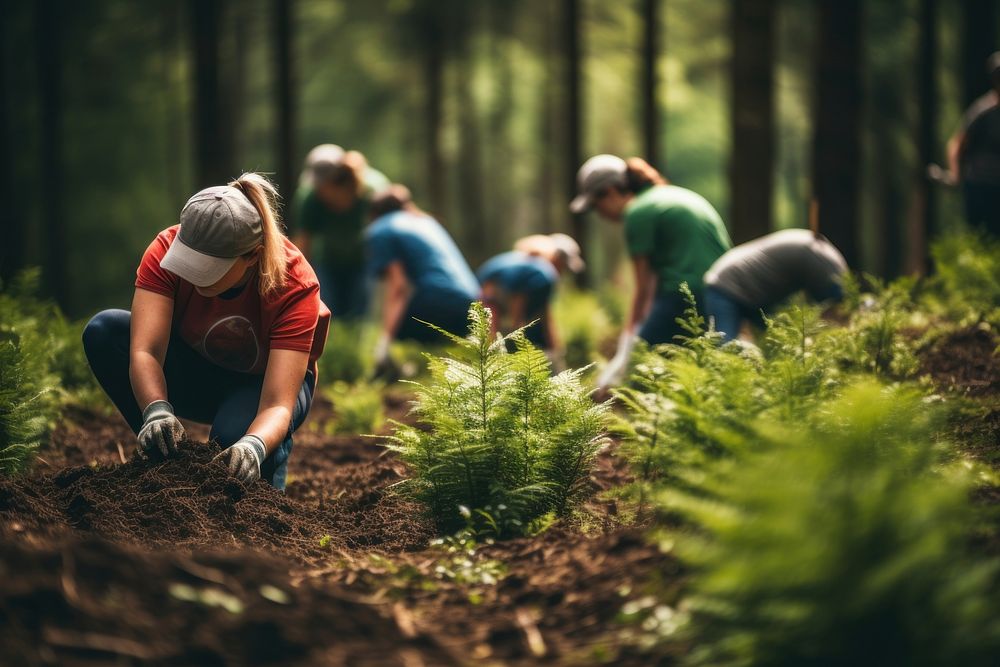 Volunteering forest gardening planting outdoors. | Free Photo - rawpixel