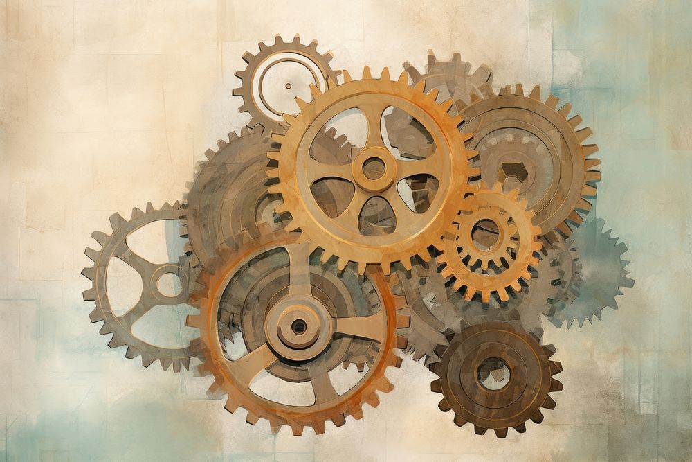 Illustration gear backgrounds painting art. | Premium Photo ...