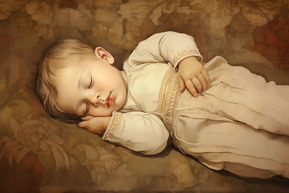 Illustration kid sleep sleeping portrait | Premium Photo Illustration ...