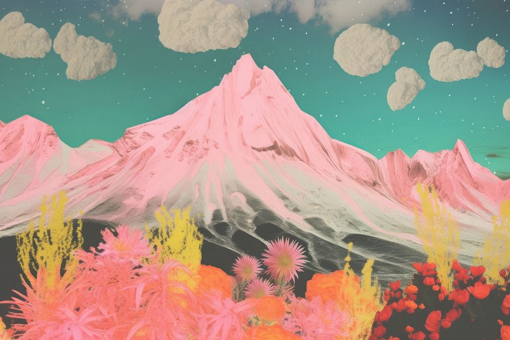 Volcano craft collage art mountain | Free Photo Illustration - rawpixel