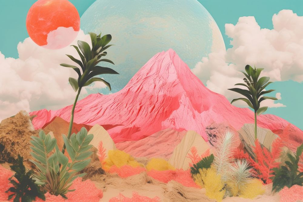 Volcano craft collage art outdoors | Premium Photo Illustration - rawpixel