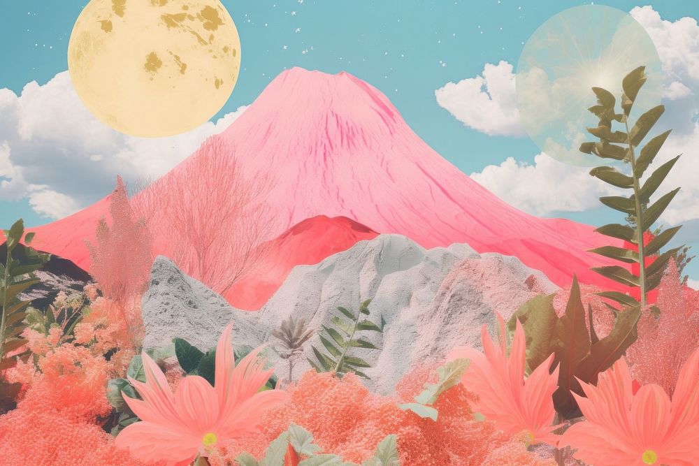 Volcano craft collage art mountain | Premium Photo Illustration - rawpixel