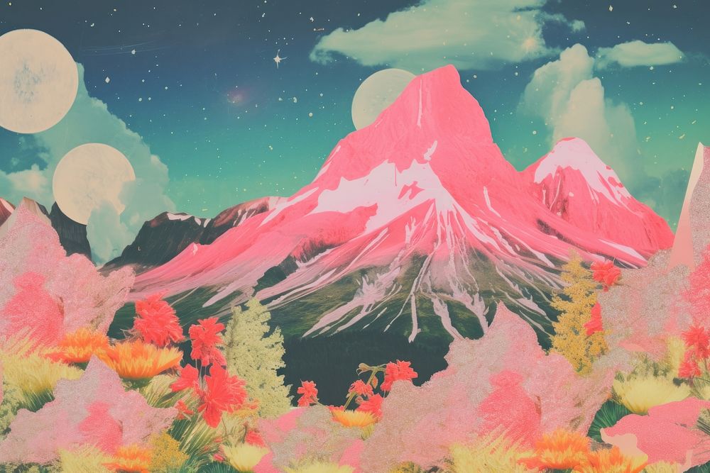 Volcano craft collage art landscape | Premium Photo Illustration - rawpixel